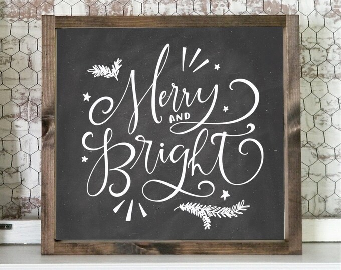 Merry and Bright, Christmas Sign, Chalkboard Art, Chalk Art, Christmas ...