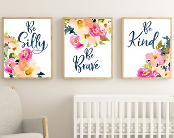 INSTANT DOWNLOAD Set of 3 Prints Be Silly Brave Kind | Etsy