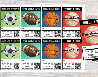 Sports Valentines Instant Download Digital Valentines Kids Valentines ...