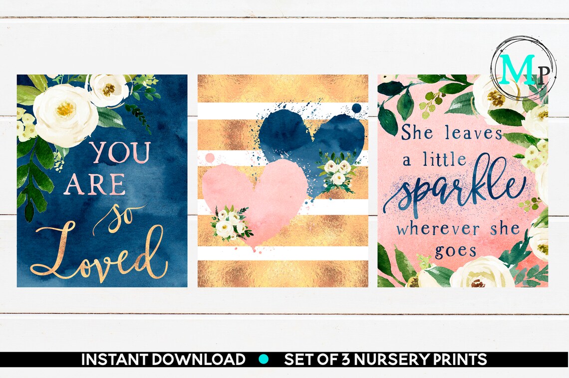 INSTANT DOWNLOAD Set of 3 Nursery Prints Watercolor Quotes - Etsy