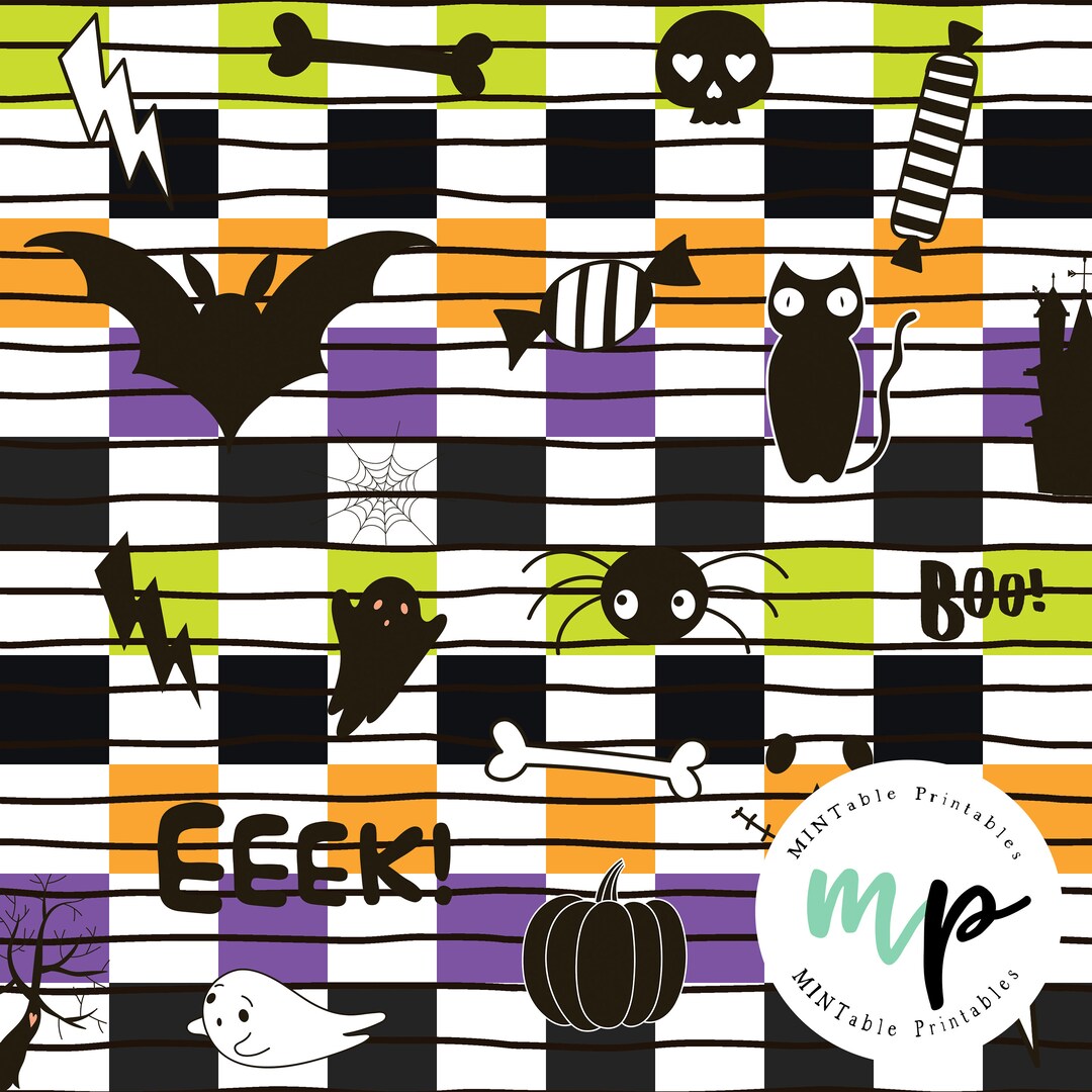 Fall Check Digital Pattern Halloween Checkers Repeat Pattern - Etsy