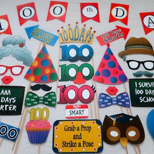 100th Day of School Photo Booth Props - INSTANT DOWNLOAD - Etsy