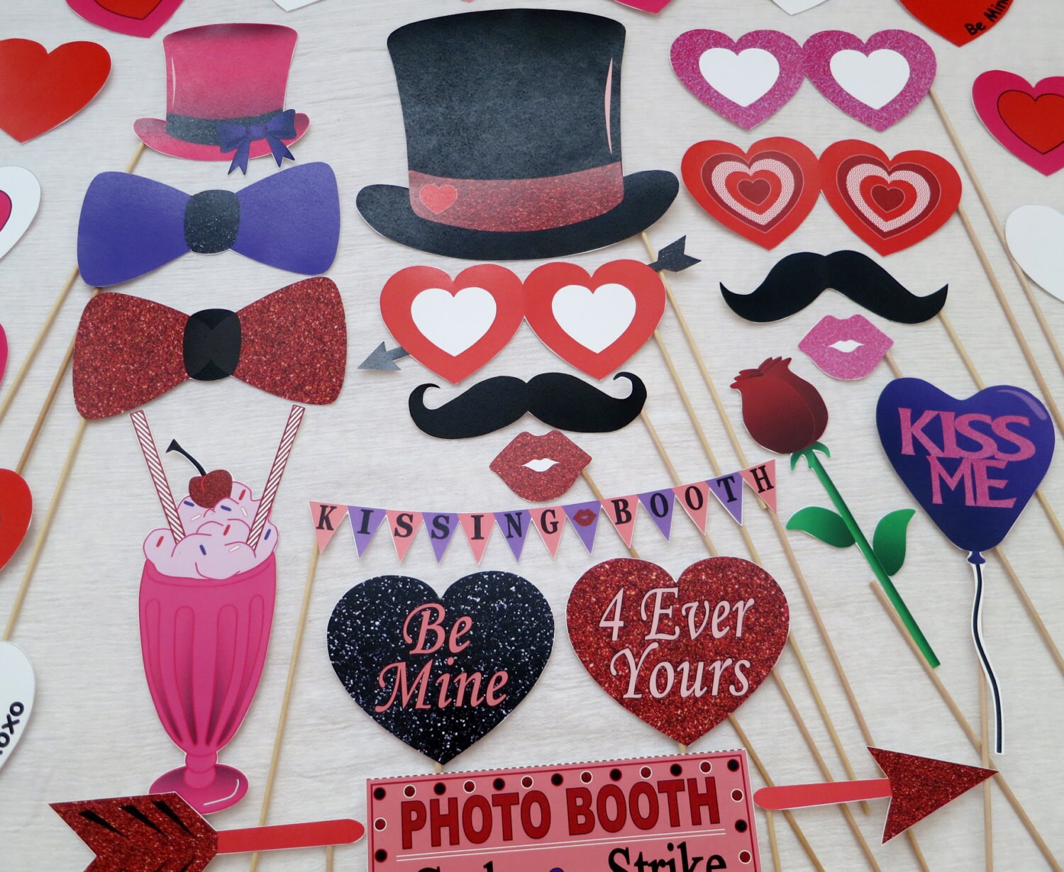 PDF - Be My Valentine Photo Booth Props - PRINTABLE Photobooth DIY ...