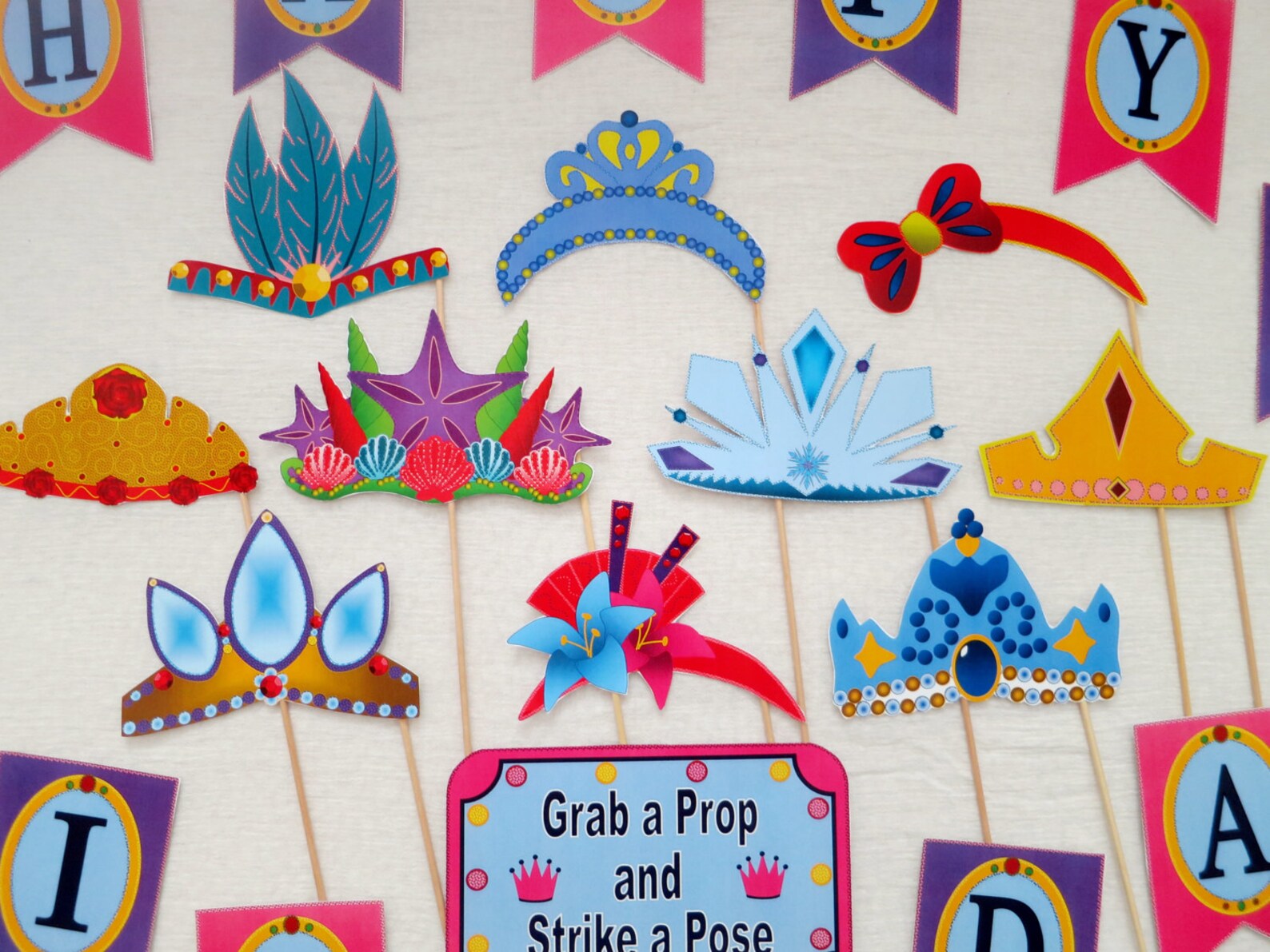 PDF - Princess Photo Booth Props for Birthday Party - Tiara / Crown ...