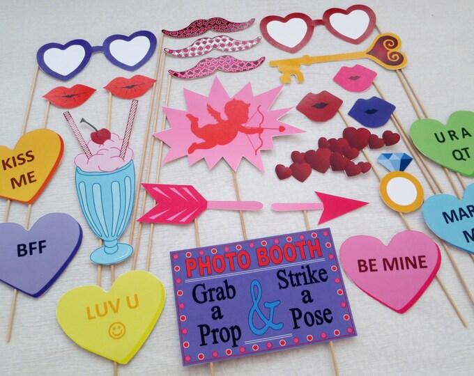 PDF - Valentine's Day Photo Booth Props/decorations/craft - Printable ...