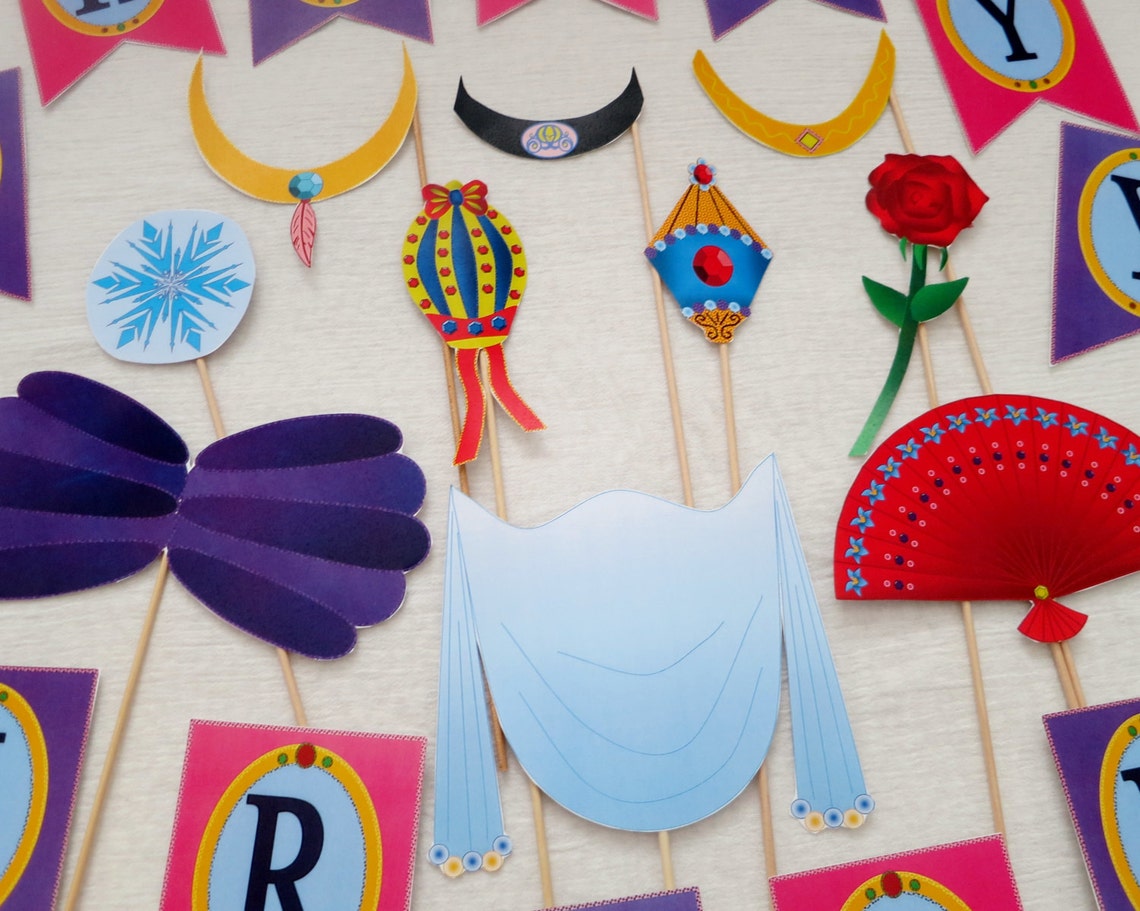 PDF - Princess Photo Booth Props for Birthday Party - Tiara / Crown ...