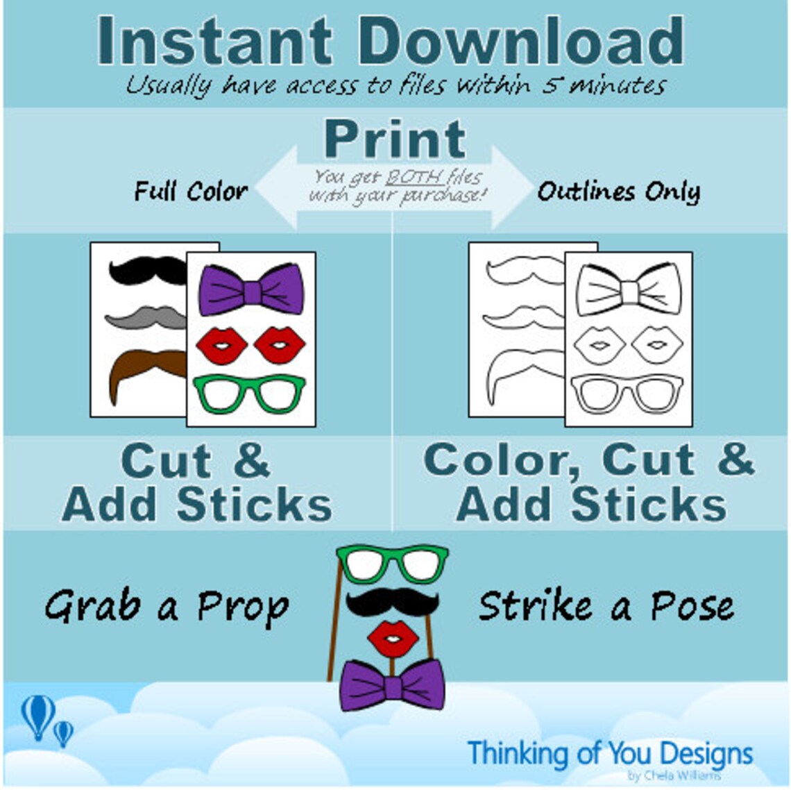 PDF - Frozen Winter Photo Booth Props for Birthday Party - PRINTABLE ...