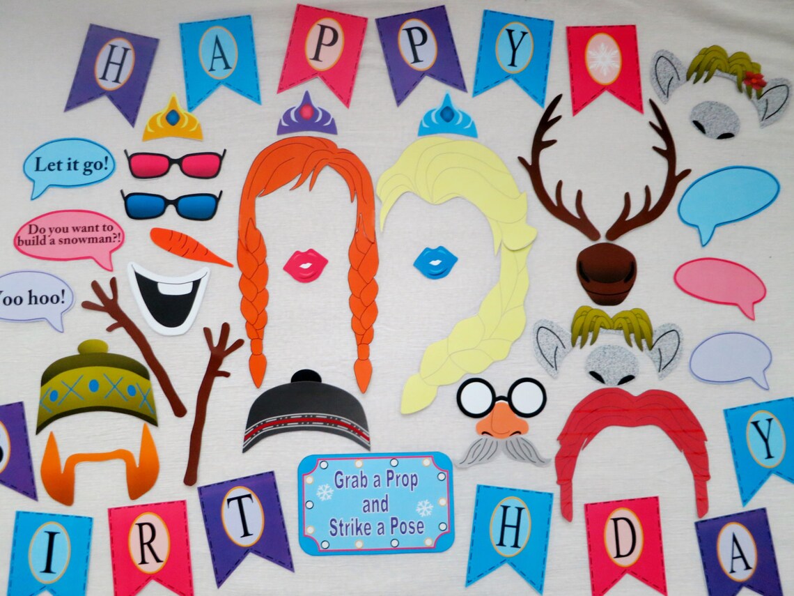 PDF - Frozen Winter Photo Booth Props for Birthday Party - PRINTABLE ...