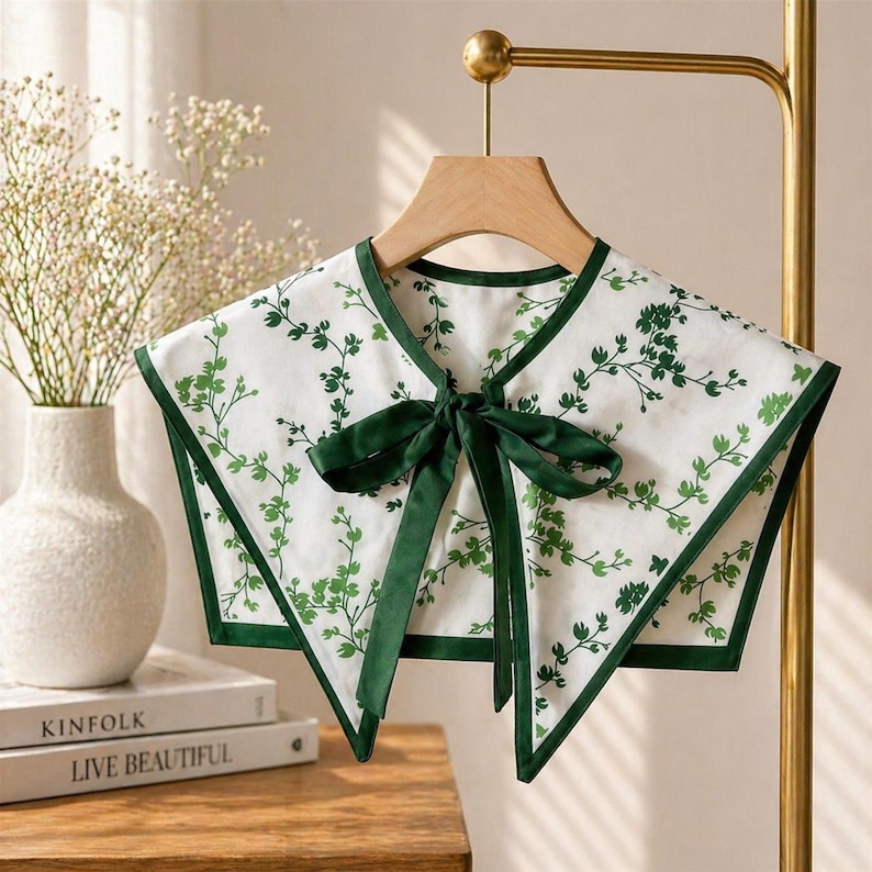 Vintage Floral Print Detachable Collar, Statement Tie-front Accessory ...