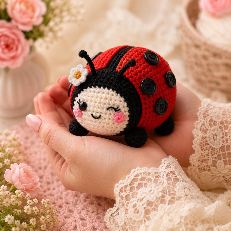 Rosie Ladybug Crochet Pattern, Beginner Amigurumi Plush Tutorial (PDF ...