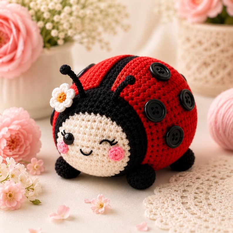 Rosie Ladybug Crochet Pattern, Beginner Amigurumi Plush Tutorial (PDF ...