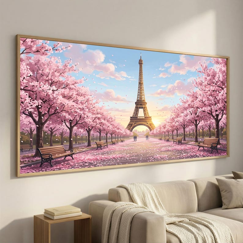 Eiffel Tower Canvas Print, Cherry Blossom Paris, Sakura Canvas Art ...