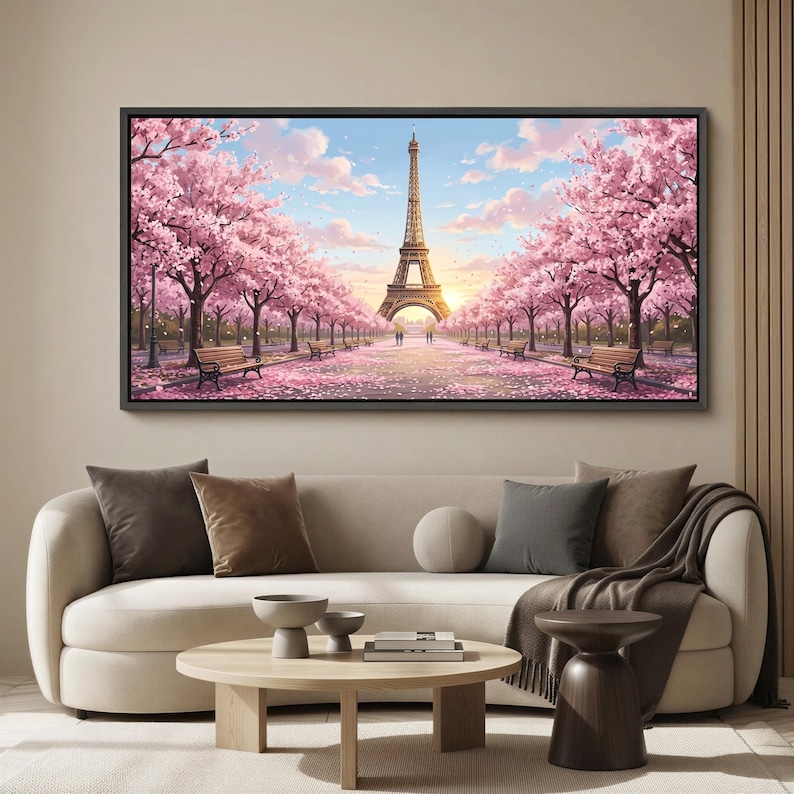Eiffel Tower Canvas Print, Cherry Blossom Paris, Sakura Canvas Art ...
