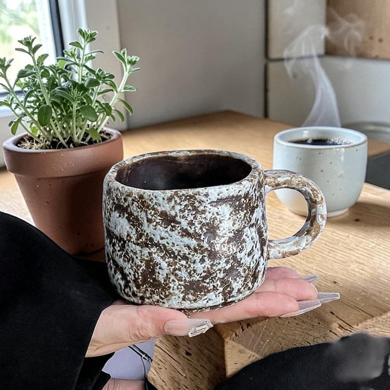 Handmade Ceramic Espresso Cup and Saucer Set, Minimalist Stoneware Mug ...