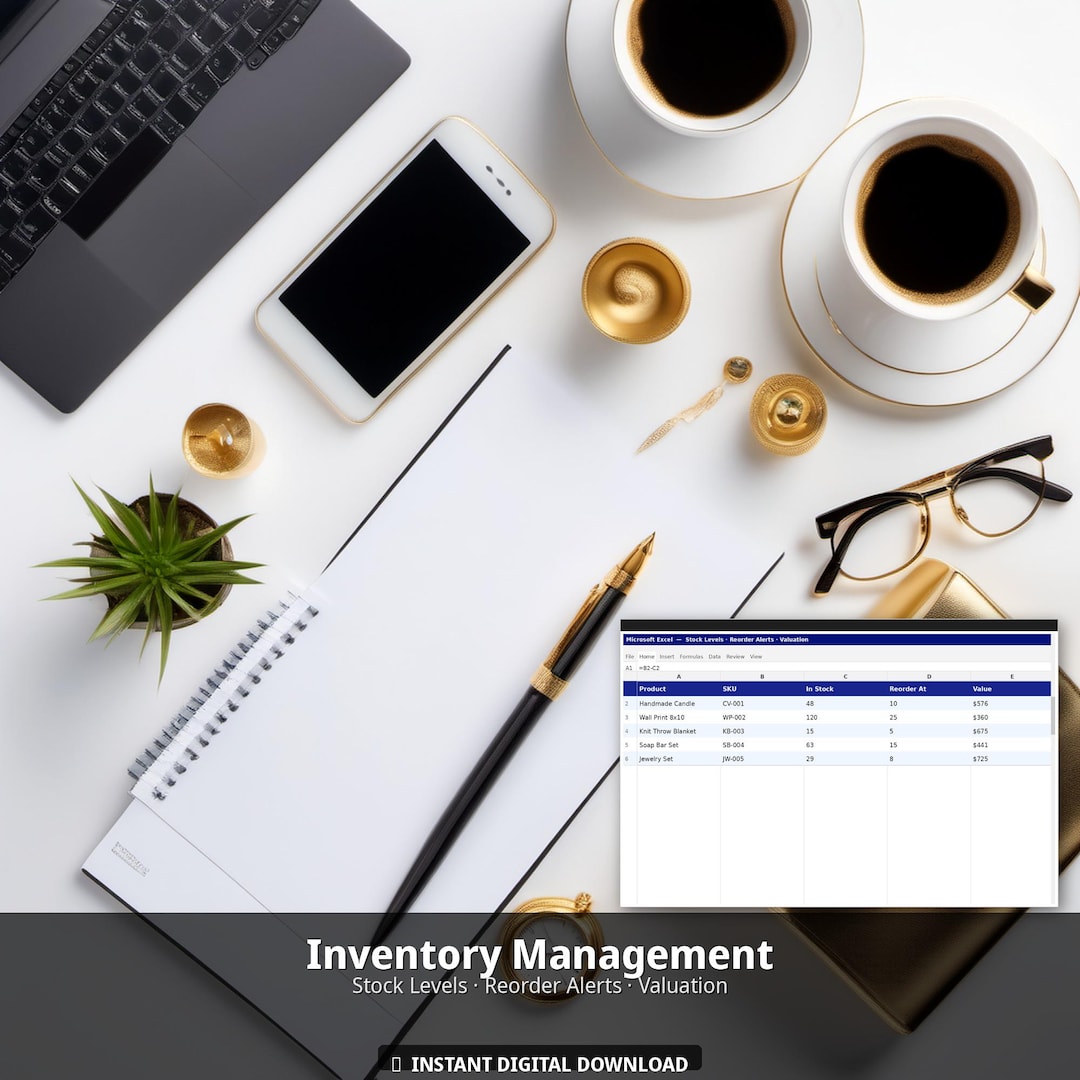 Inventory Management Spreadsheet | Stock Tracker, Reorder Alerts (excel ...