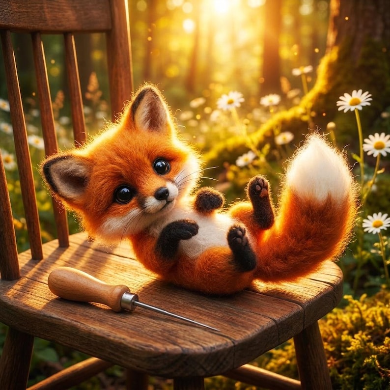 Needle Felting Kit Fox: Beginner Woodland Animal Craft Set, Merino Wool ...