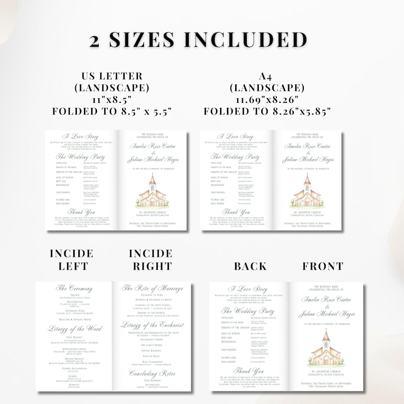 Catholic Wedding Program Template, Minimalist Church Ceremony, Editable ...