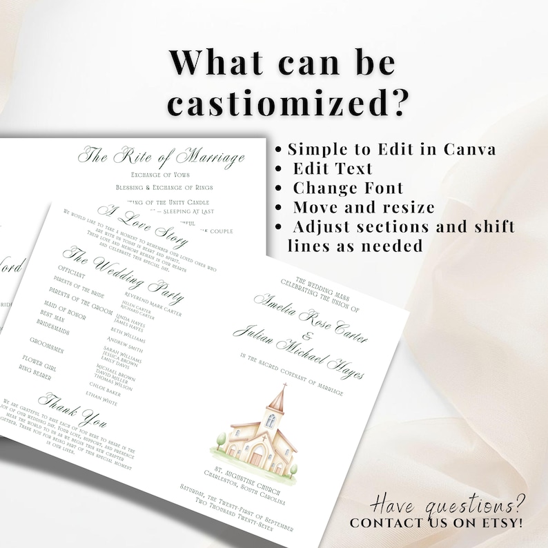 Catholic Wedding Program Template, Minimalist Church Ceremony, Editable ...