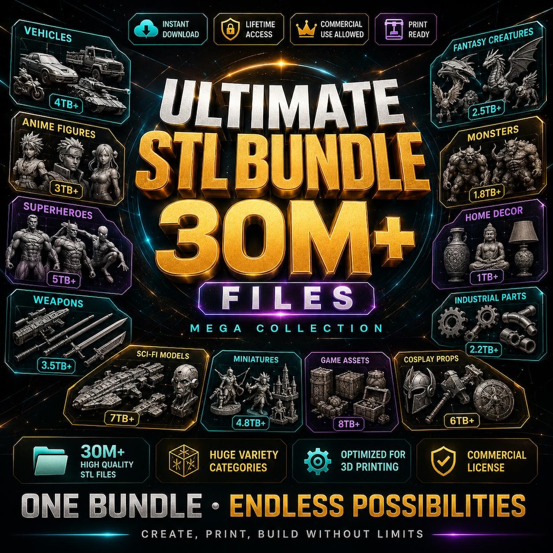3D STL Pack – +20,500,000+ Files| Mega Bundle 300TB| 3D Printing Files ...