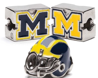 University of Michigan Charms UM Maize Block M and Bead | Etsy