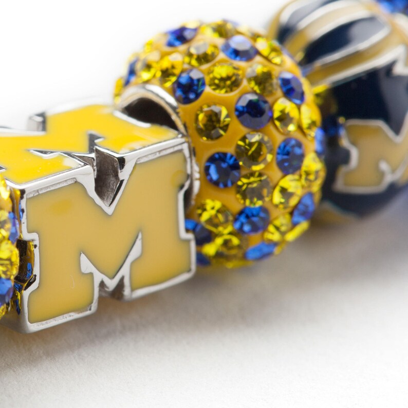 University of Michigan Charms UM Maize Block M and Bead - Etsy