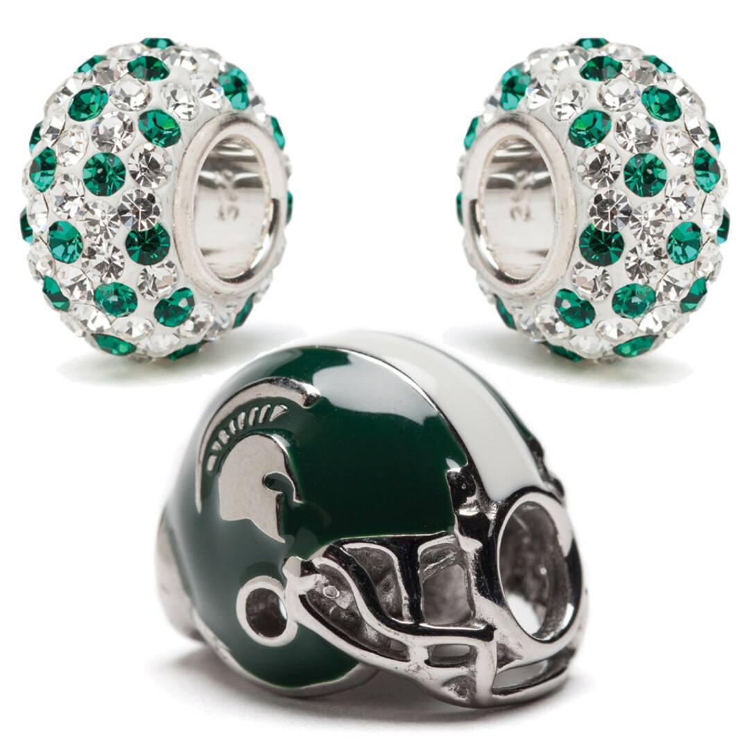 Michigan State Charms | Spartans Helmet Charm With Green-spotted ...