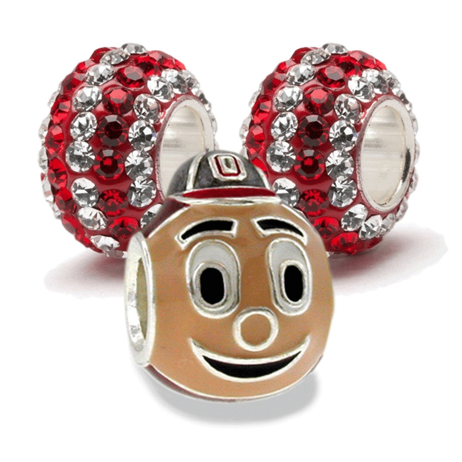 OSU Brutus Buckeye With Two Scarlet Crystals Bead Charm - Etsy
