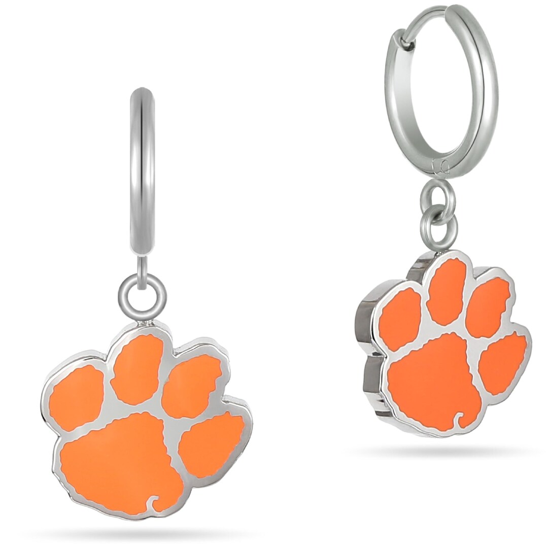 Stone Armory Earrings for Clemson Tigers - Stainless Steel Tiger Paw ...