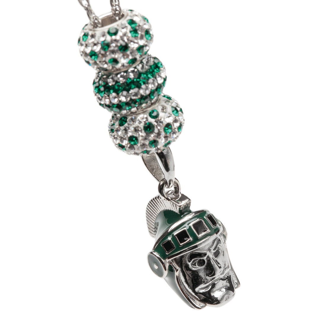 Michigan State Necklace MSU Sparty Necklace With 3 Crystal - Etsy
