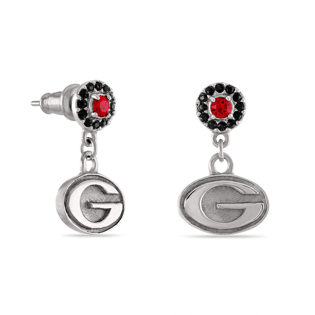 Stone Armory Georgia G Logo Crystal Drop Earrings | Stainless Steel ...