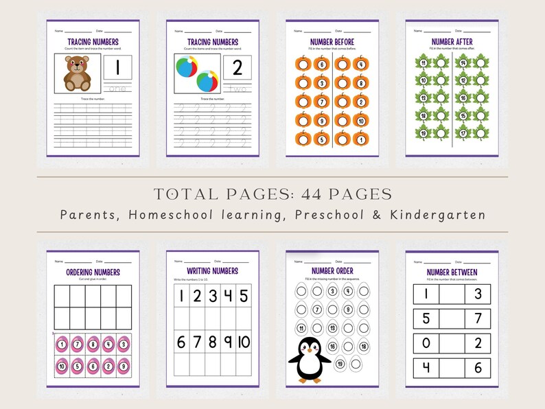 Preschool Numbers Workbook 1-20 | Tracing, Writing, Counting Worksheets ...