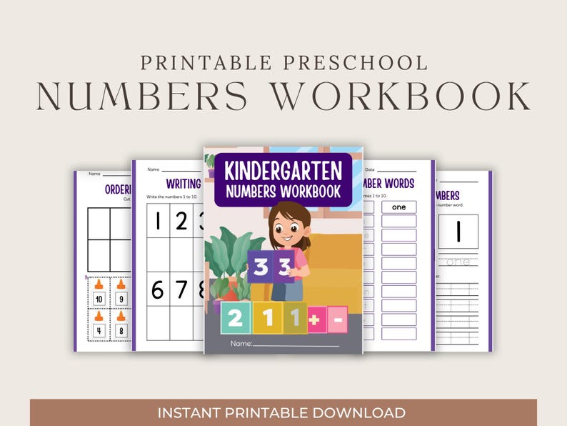 Preschool Numbers Workbook 1-20 | Tracing, Writing, Counting Worksheets ...