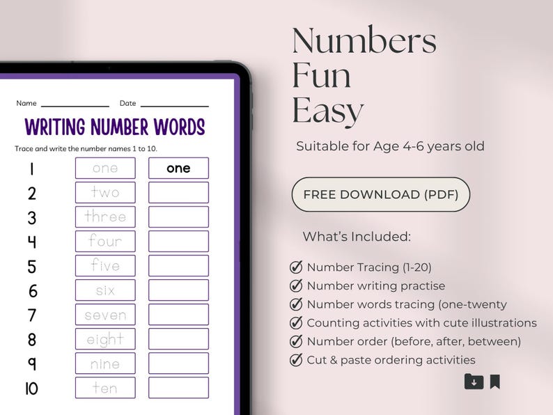 Preschool Numbers Workbook 1-20 | Tracing, Writing, Counting Worksheets ...