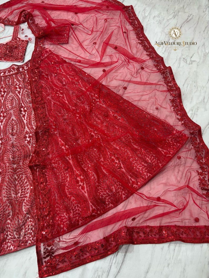 Red Bridal Lehenga Choli Indian Wedding Dress for Women Embroidered ...