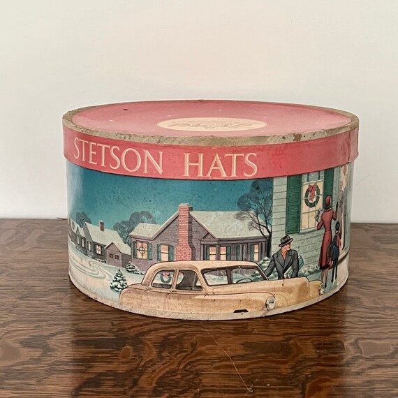 Vintage Stetson Hats Christmas Hat Box Oval Storage Display or - Etsy