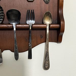 Vintage Spoon Rack Spoon Collection 10 3/4 Wide and 18 Tall Grouping A ...
