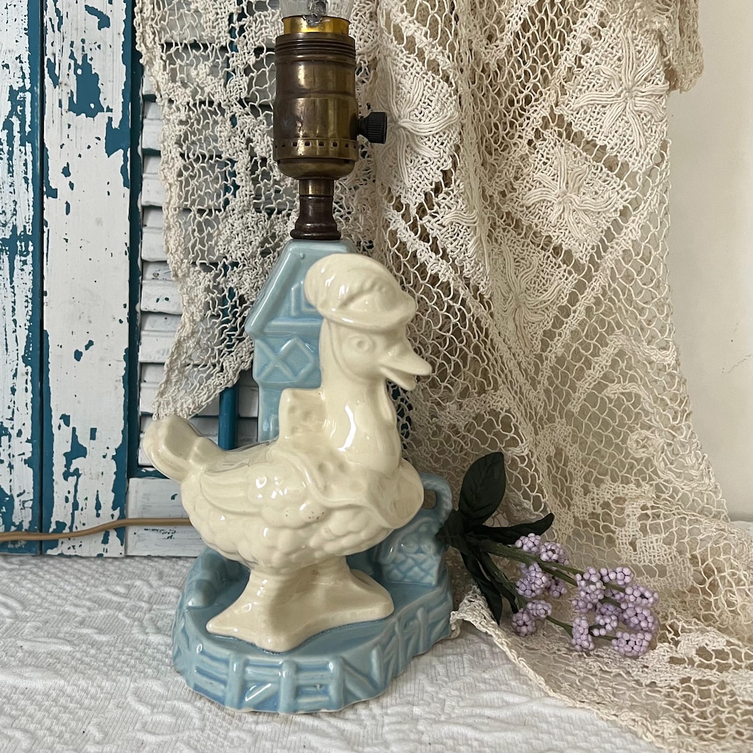 Vintage Ceramic Duck Lamp - Nursery or Child’s Room - Farmhouse Cottage ...
