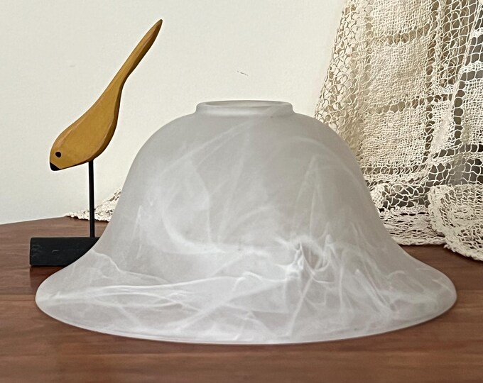9 3/4" Bell Lamp Shade Frosted Swirl White Alabaster Diffuser Tulip ...