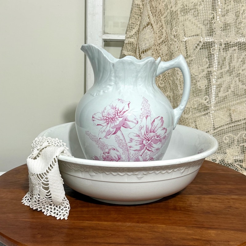 Antique Wash Basin and Pitcher - Etsy