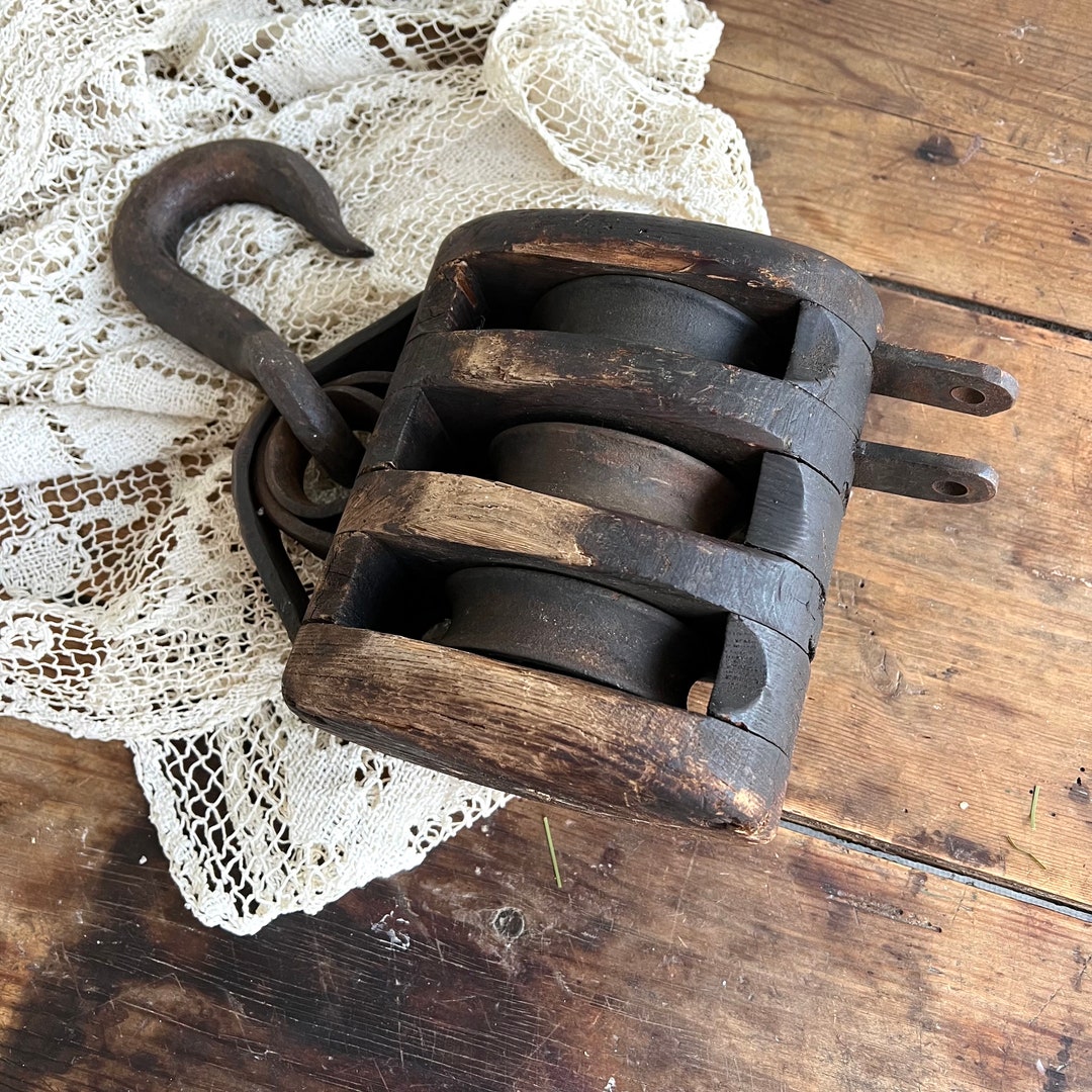 Block Triple Pulley Star Pulley Barn Farm Industrial Boston & Lockport ...