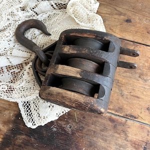 Block Triple Pulley Star Pulley Barn Farm Industrial Boston & Lockport ...