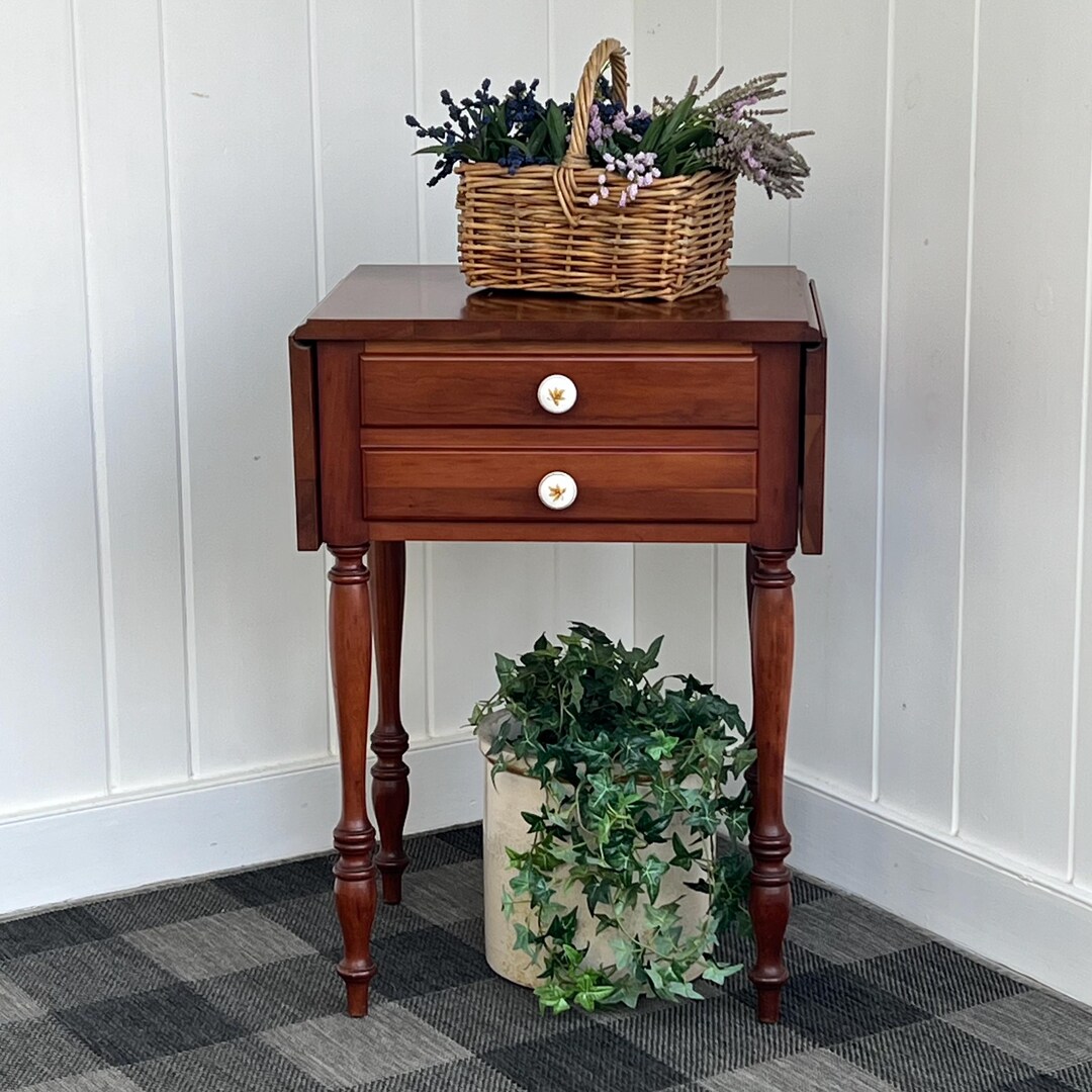 Small Drop Leaf End Table in Solid Cherry With One Drawer 34” X 16 ...