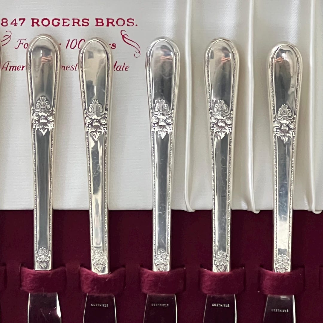 52 Pcs Silverplate Flatware "adoration" Pattern, International Silver, Marked "1947 Rogers Bros ...