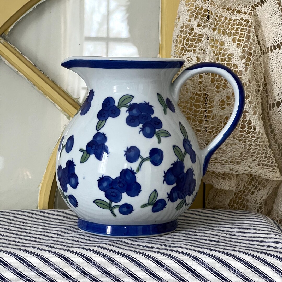 Pitcher Vintage April Cornell Blueberry Pitcher Stoneware - Blue and ...