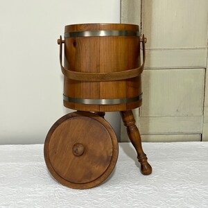 Vintage Wooden Firkin Bucket Shoe Shine Cobblers Box Primitive Shaker ...