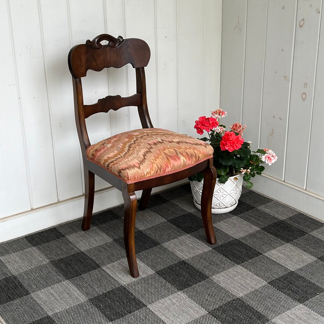 Carved Back Chair Rounded Seat Beautiful Accent Chair / Boudoir Bedroom ...