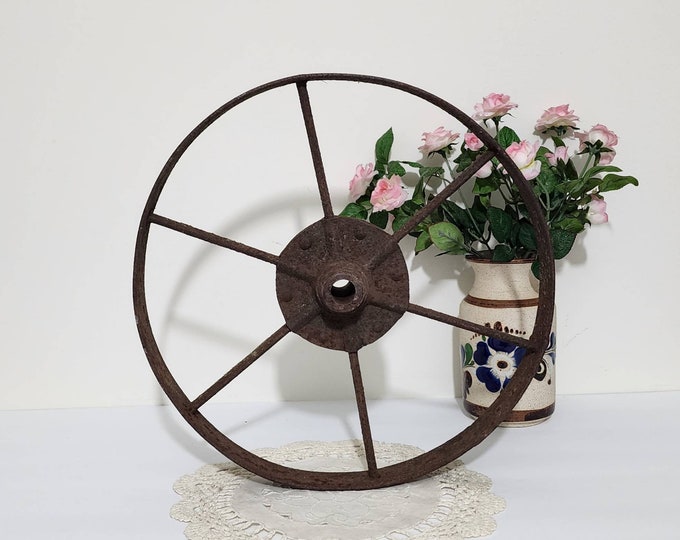 Old Rusty Steel Wheel for Garden, Patio and Home Decor 12" Photo ...