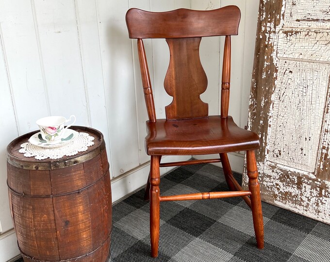 Vintage Wooden Fiddle Back Chair Primitive Farmhouse Country Kitchen ...