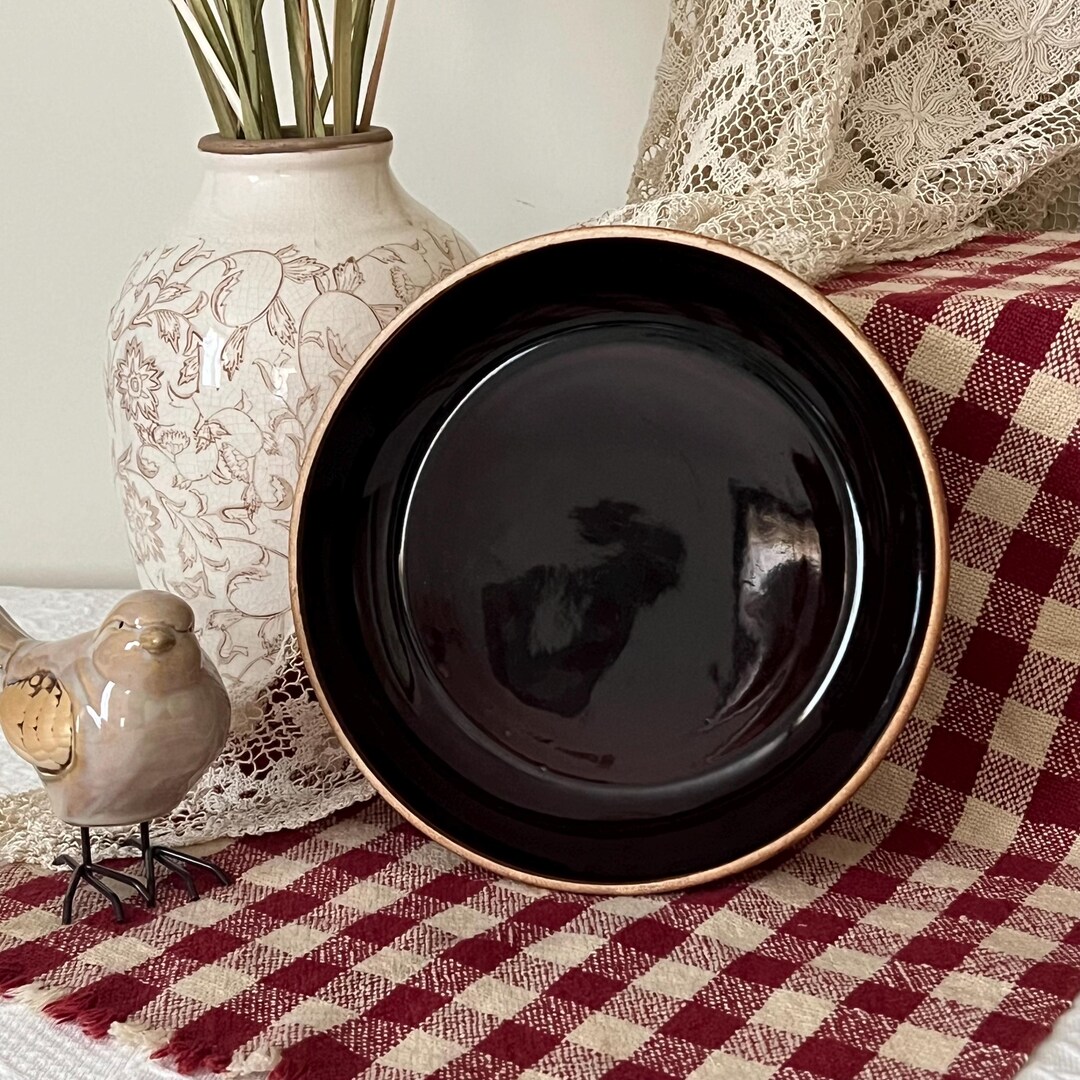 Vintage Pie Plate Two Tone Brown Glazed Stoneware Bakeware Kitchenware ...