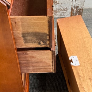 Secretary Desk, Three Drawer Drop Front Dresser W Brass Hardware, One ...